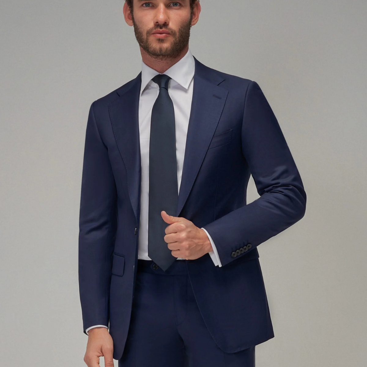Navy Pure Wool S120s Suit - Tailored Fit – Brent Wilson