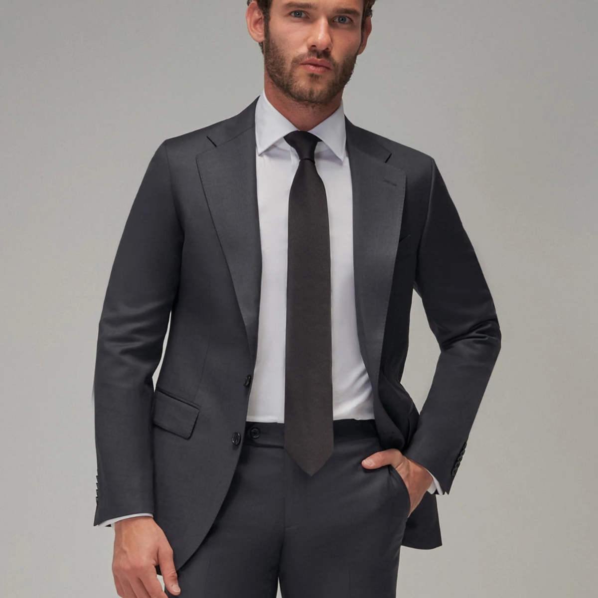 Dark Grey Pure Wool S120s Suit - Tailored Fit – Brent Wilson
