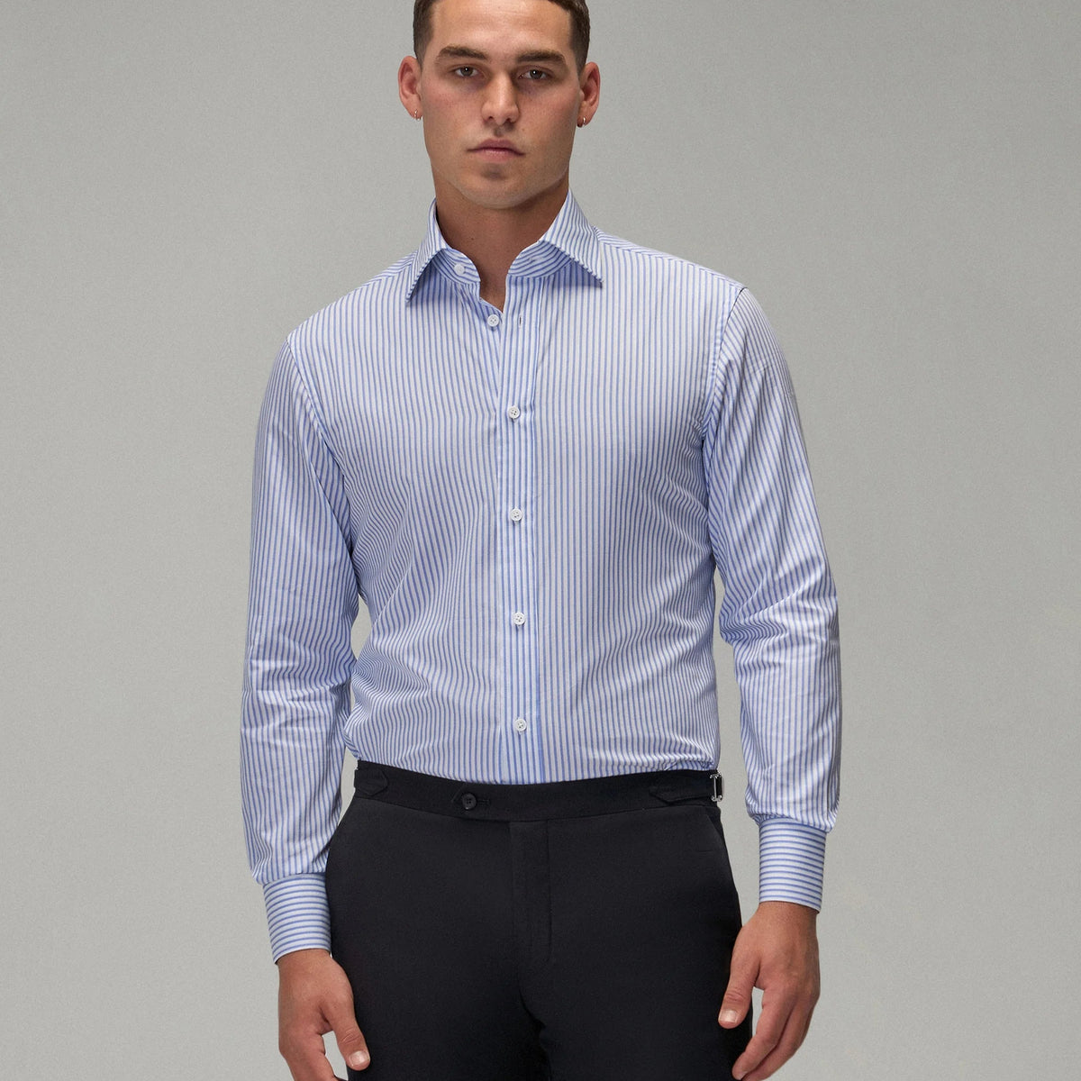 Brent Wilson Men's Classic Mr. Ford Collar Dress Shirt - Blue and White ...