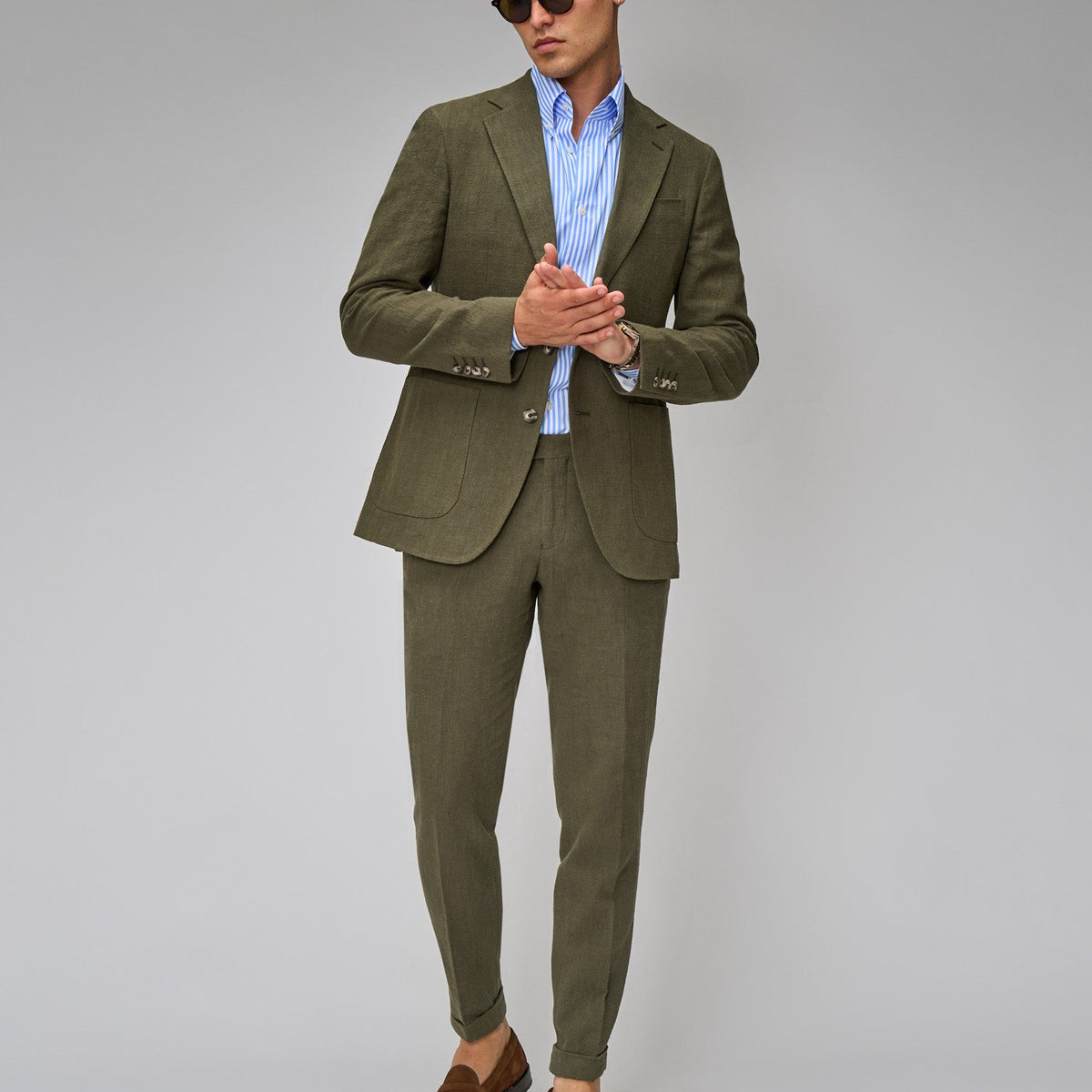 Army Green Linen Suit | Brent Wilson