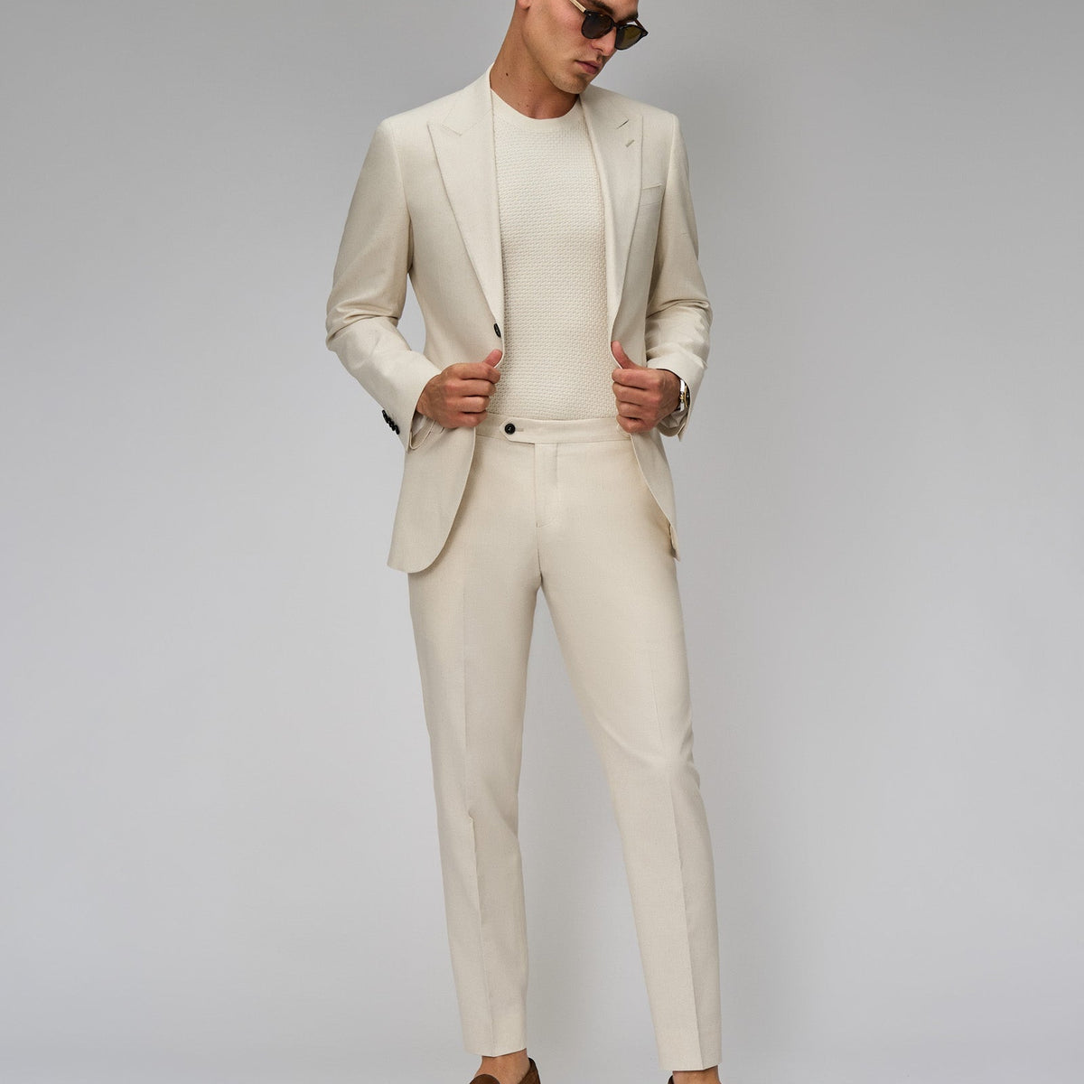 Linen Cotton Suit in Oatmeal | Tailored Linen Suits | Brent Wilson